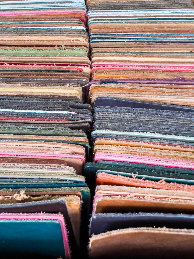 Close Up of Leather Samples in Different Color Variation in a Handcraft ...