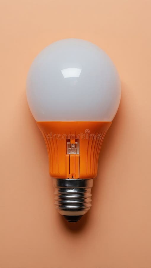 Close-up of an LED Light Bulb with Clear and Orange Casing on Peach ...