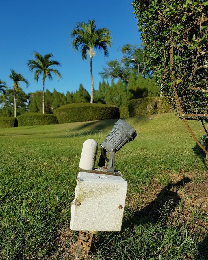 Close Up of Led Light on Field Stock Image - Image of close, garden ...