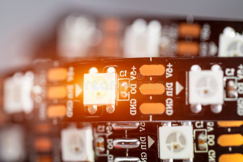 Close-up LED Strip Coil, RGB Multi-colored Strip Stock Image - Image of ...