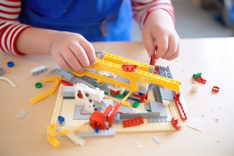 Close-up of a Lego Model Under Construction by Child Stock Photo ...