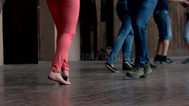 Close Up Legs of Dancing People Indoor. Stock Video - Video of ...
