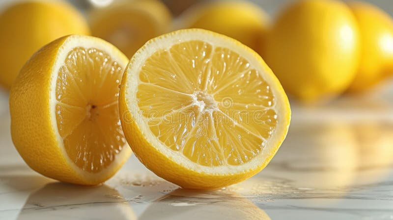 A Close Up of a Lemon Cut in Half on Top of the Counter, AI Stock Photo ...