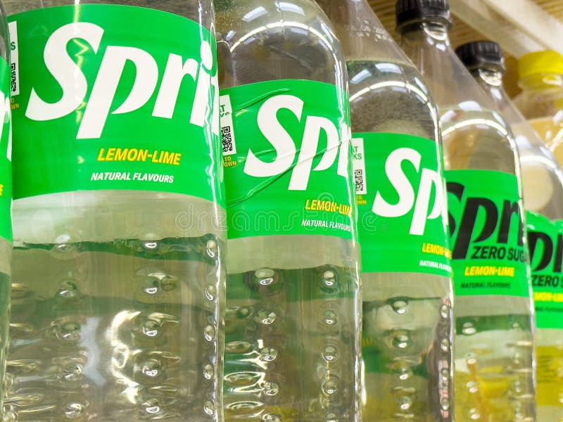 Close-up of Lemon-lime Soda Bottles on Grocery Store Shelf Editorial ...