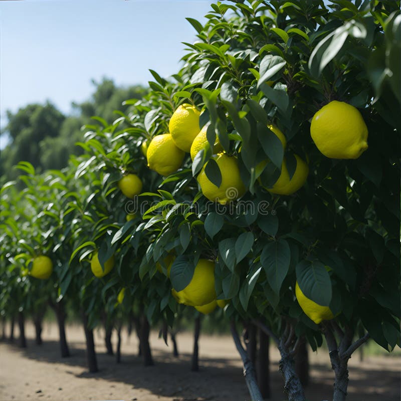 Lemon Trees Generative AI stock illustration. Illustration of trending ...