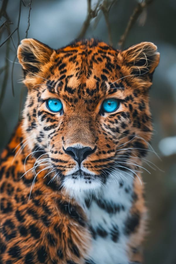 A Close Up of a Leopard with Blue Eyes. Generative AI Stock Image ...