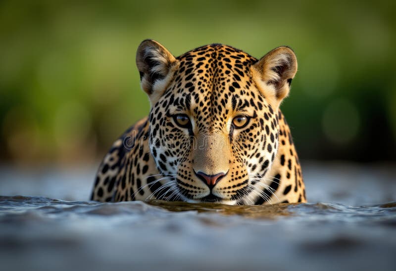 Close-up of a Leopard Emerging from the Water, Showcasing Its Striking ...