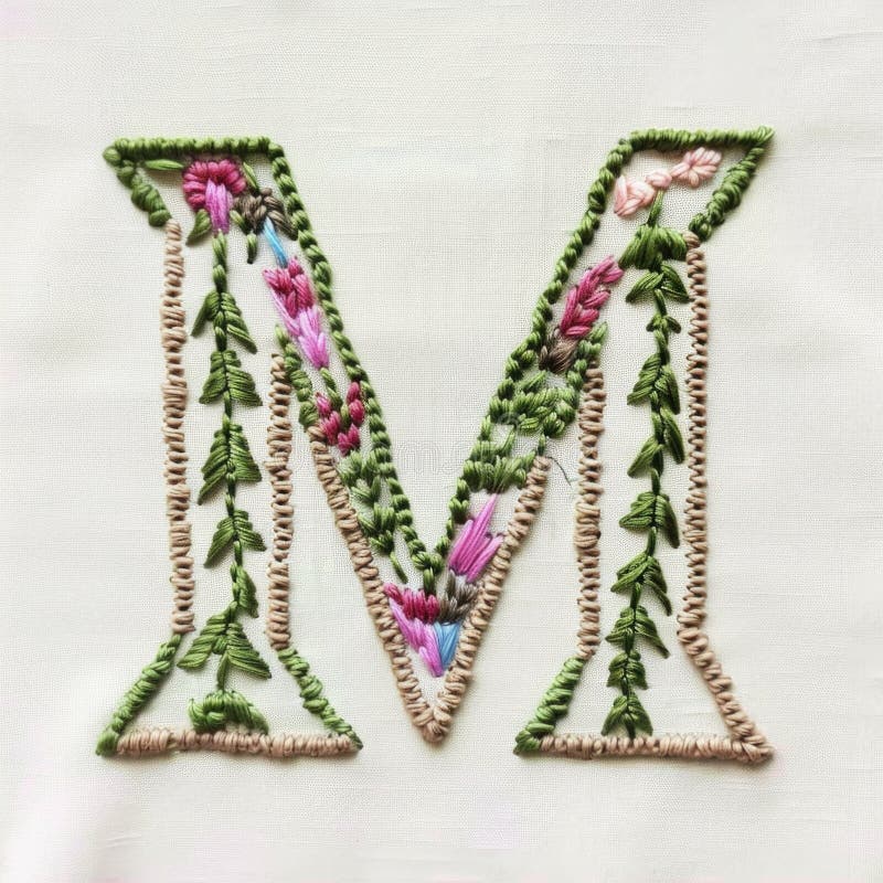 A Close Up of a Letter M on a White Cloth Stock Photo - Image of ...
