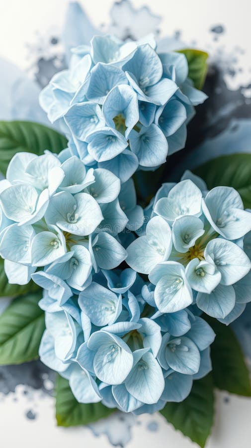 A Close-up of Light Blue Hydrangeas in Bloom Against a White Background ...