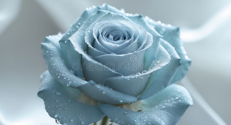 Close Up of a Light Blue Rose with Dew Drops Stock Image - Image of ...