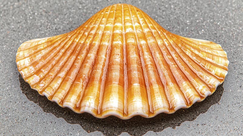 Close Up of Light Brown Seashell on Dark Gray Surface Stock ...