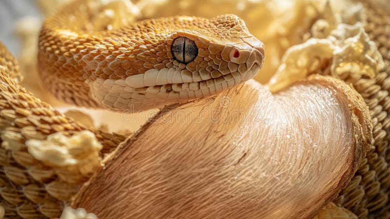 Close-up of a Light Brown Snake with a Unique Pattern, Resting on a ...