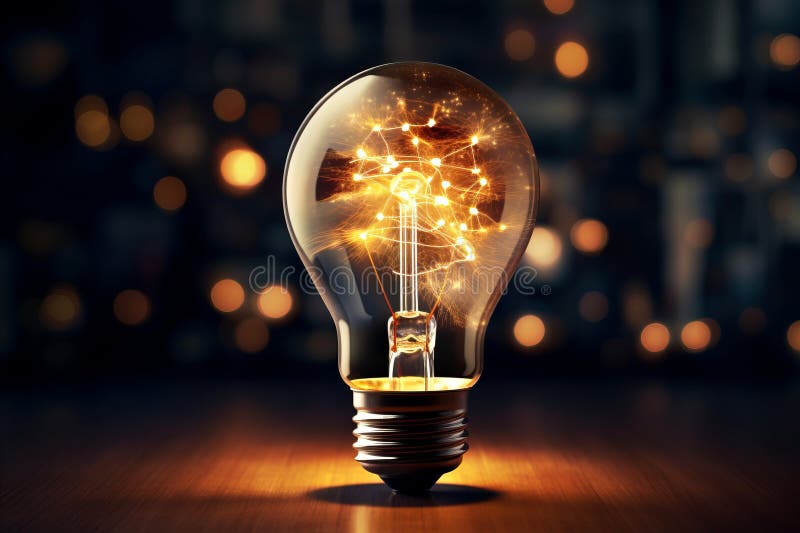 Close-up of Light Bulb with Dark Sparkle Background, Perfect for ...