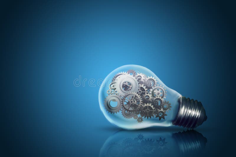 Close Up of Light Bulb with Gear Mechanism Inside Stock Image - Image ...
