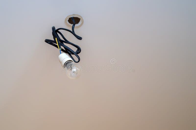 Close Up Light Bulb Hangs on the Cable Stock Image - Image of hang ...