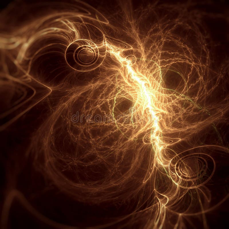 Abstract Golden Energy Solar Light Swirls Strings Glowing and Expanding ...