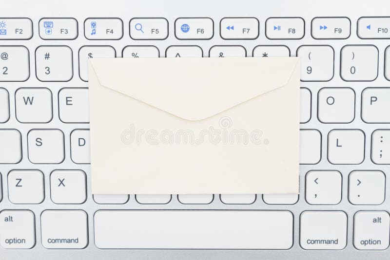 Close-up of a Light Gray Computer Keyboard with Envelope Stock Image ...
