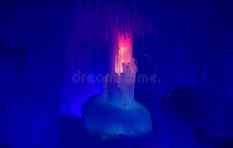 CLOSE UP Light Inside Pillar of Ice Illuminates the Path Leading ...