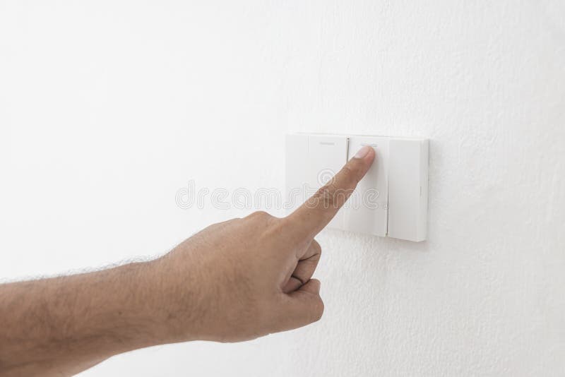 Close-up Light Switch of a Male Finger Will Turn on or Off a Light ...