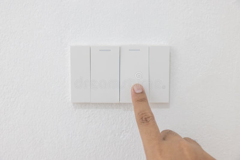 Close-up Light Switch of a Male Finger Will Turn on or Off a Light ... Close-up Light Switch of a Male Finger Will Turn on or Off a Light ...