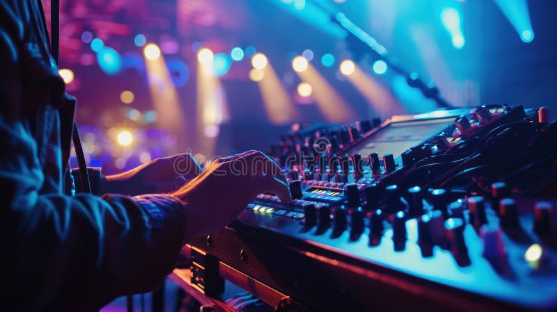 Close-up of a Lighting Technician Adjusting Stage Visuals Stock ...