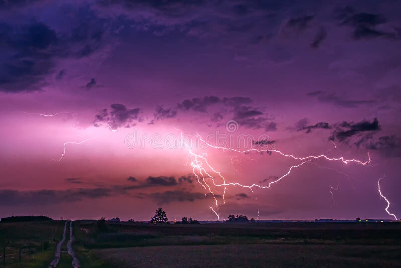 CLose Up with Lightning with Dramatic Clouds Composite Image . Night ...