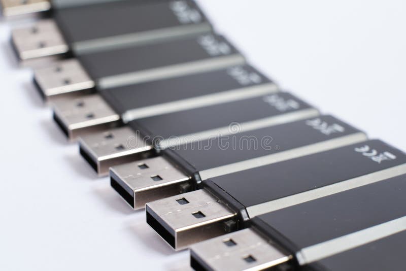 Close Up of Lined Up USB Sticks with White Background Stock Image ...