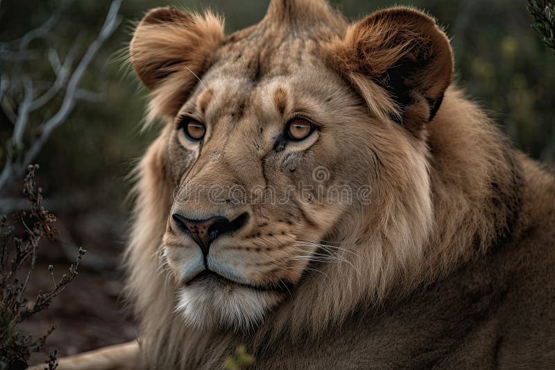 A Close Up of a Lion Looking at the Camera Stock Illustration ...