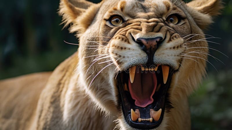 Close-up of a Lion Roaring, Suitable for Wildlife Projects Stock Image ...