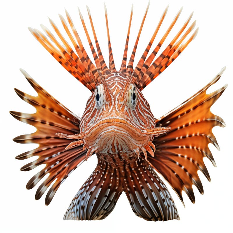 Close-Up of Lionfish with Spiny Fins Stock Illustration - Illustration ...
