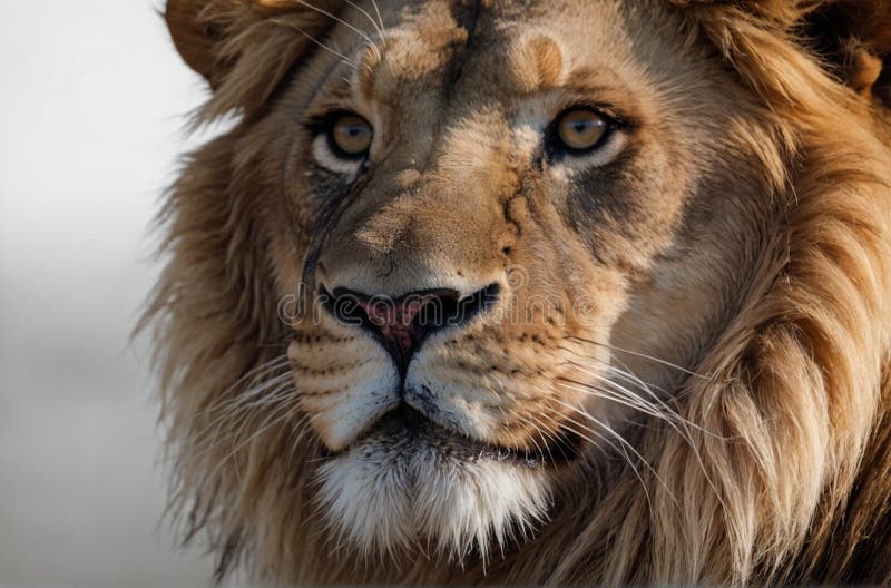 Close Up of a Lions Face stock illustration. Illustration of hunter ...