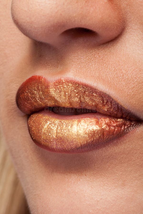 Close Up of Lips with Lipstick on Them Stock Photo - Image of sensual ...