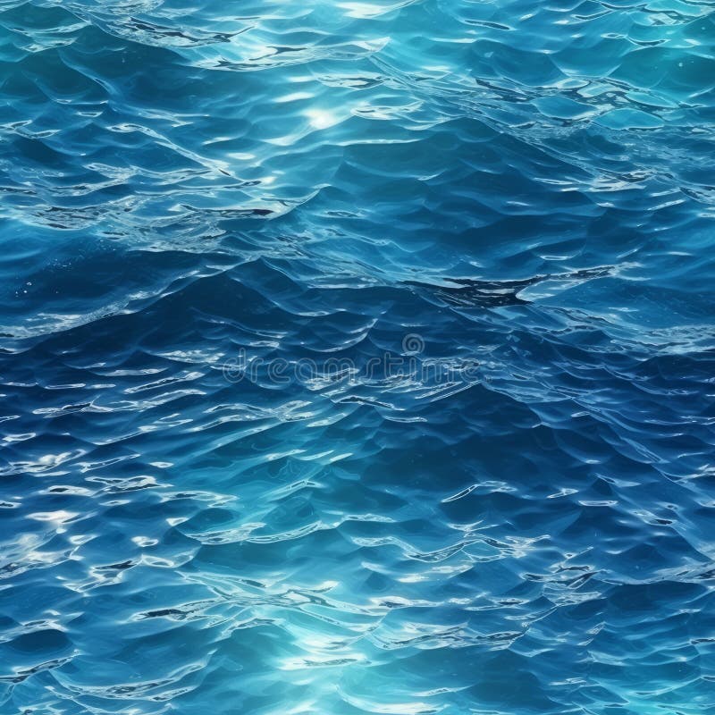 Close Up of Electric Blue Water Waves Under the Sky Stock Illustration ...