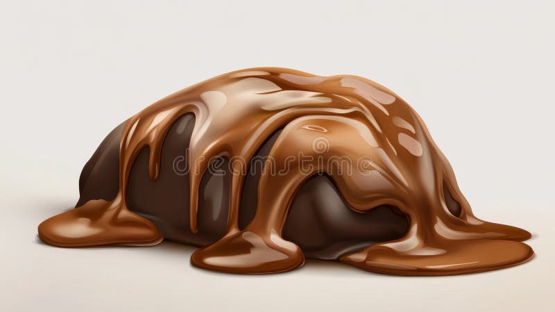 Close Up of Liquid Cocoa Milk Chocolate Drizzled Elegantly on a White ...