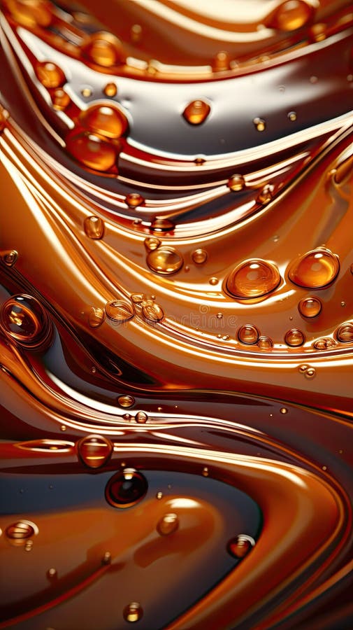 A Close Up of a Liquid Pattern with Drops of Water on the Bottom and ...