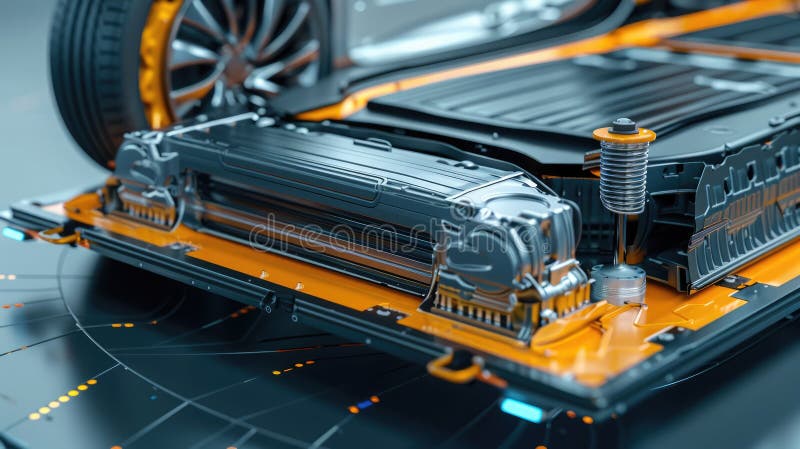 Close-up of Lithium Ion Cell Pack in Modern Electric Car Showcasing ...