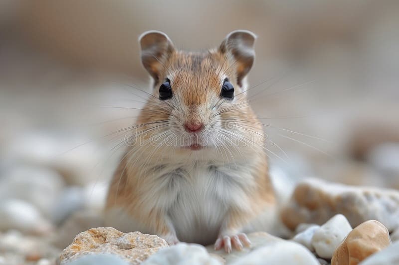Close-up of a Little Gerbil in Rocky Desert Stock Illustration ...