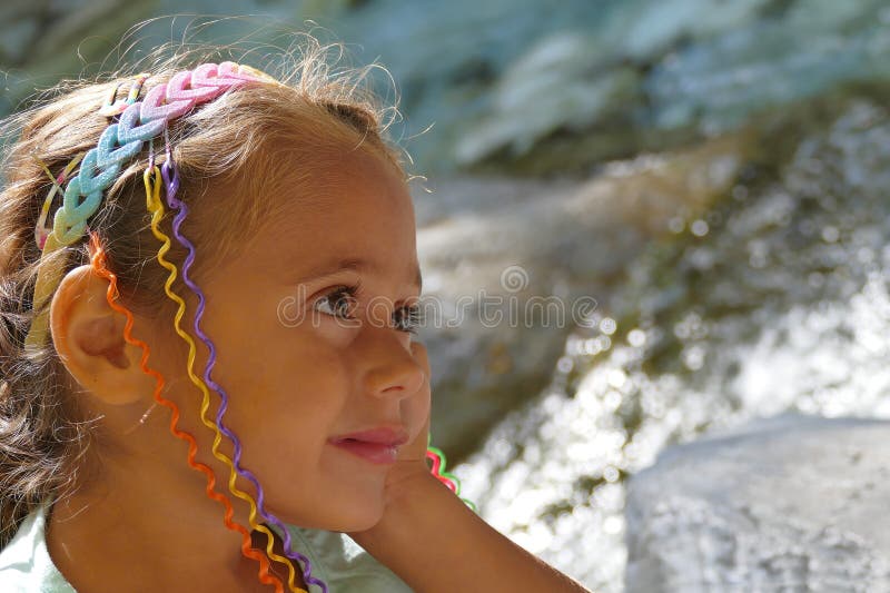 Close Up of a Little Girl with Bokeh Effect Stock Photo - Image of ...