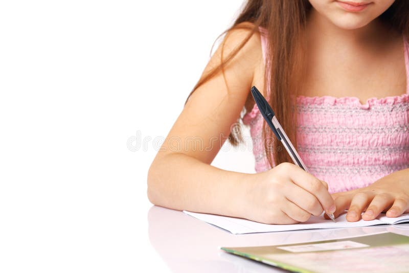 Smiling Little Girl Writing Something. Stock Photo - Image of activity ...