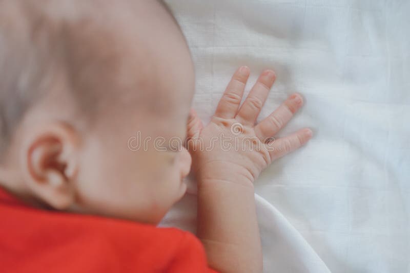 Close Up Little Hand Newborn Baby Selective Focus Stock Photo - Image ...