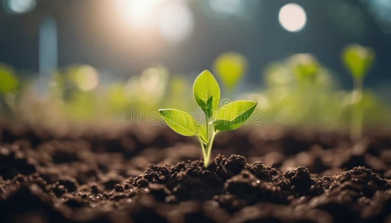 A Little Seedling in the Soil Stock Illustration - Illustration of ...