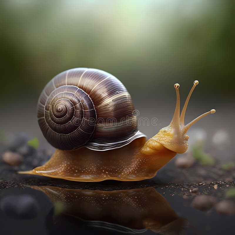 Close Up Little Snail. Generative AI Stock Illustration - Illustration ...