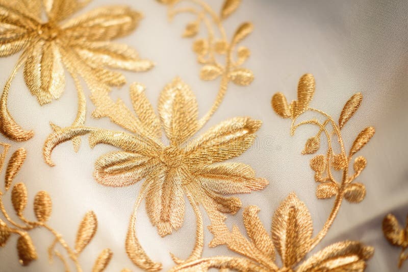 Close Up of a Liturgical Fabric Embroidered with Gold Thread Stock ...