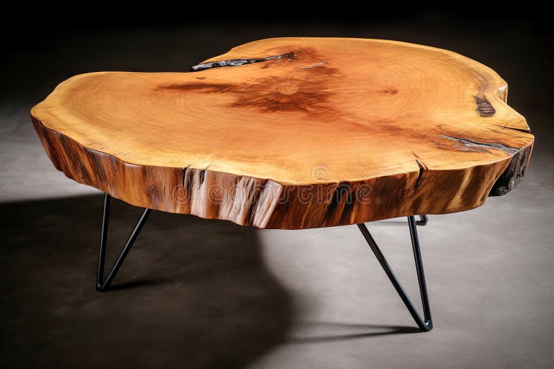 Close Up of Live Edge Wooden Accent Coffee Table. AI Stock Illustration ...