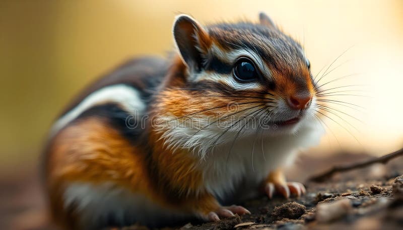 Close-up of Lively Chipmunk Highlighting Fluffy Fur and Bright Eyes ...