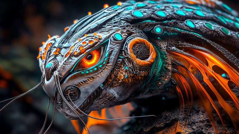 A Close Up of a Lizard with Orange and Blue Eyes Stock Photo - Image of ...