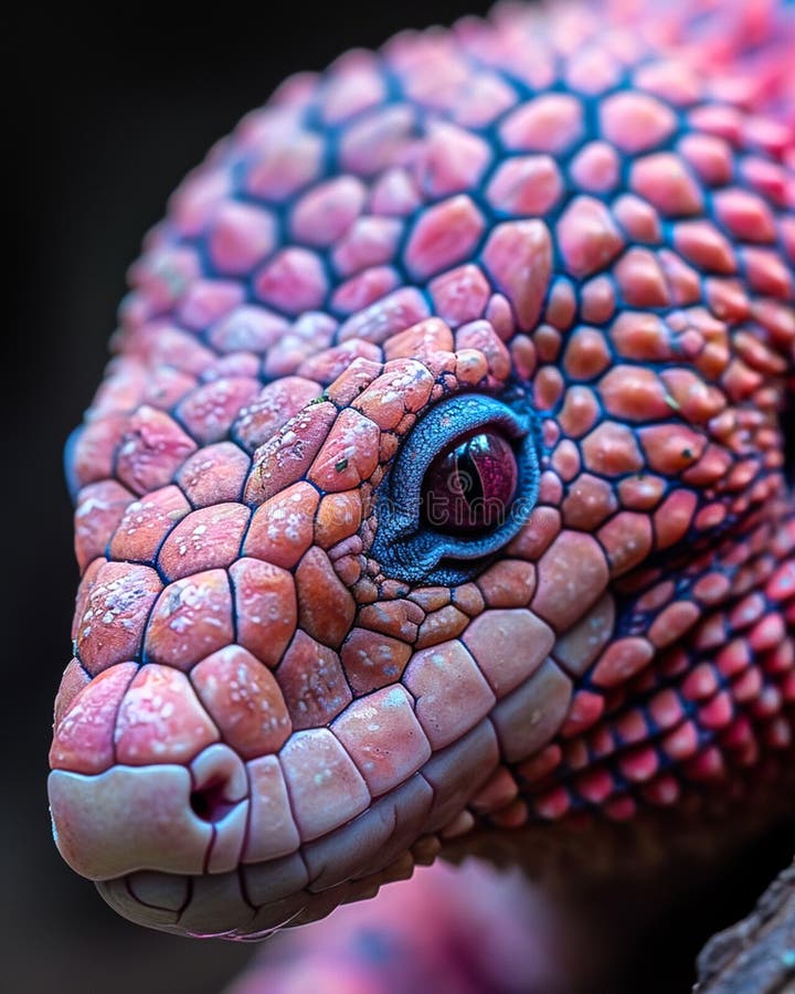 A Close Up of a Lizard with a Red and Blue Face Stock Illustration ...