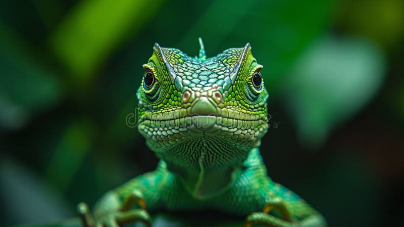 A Close Up of a Lizard S Face with Details, AI Stock Illustration ...