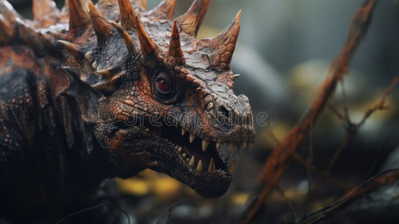 A Close Up of a Lizard with Spikes on Its Head, AI Stock Photo - Image ...