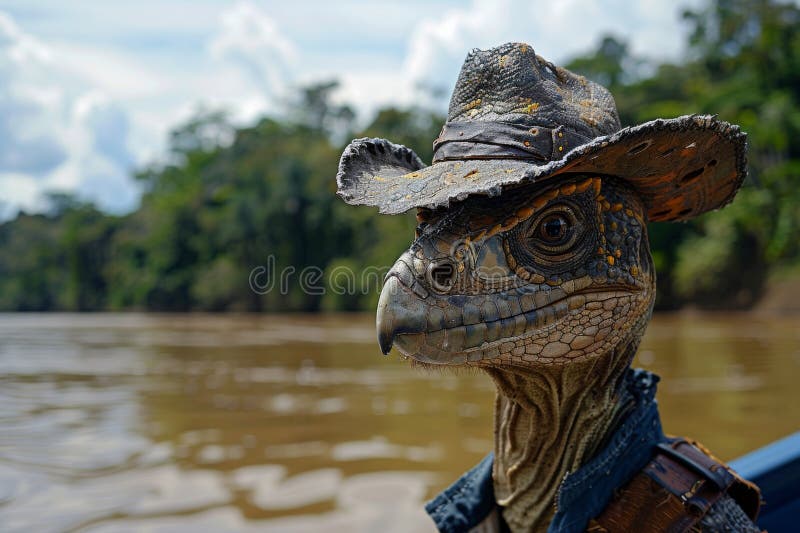 A Close Up of a Lizard Wearing a Hat Stock Photo - Image of close ...